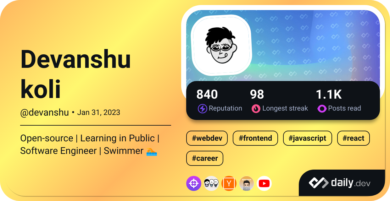 Devanshu koli (@devanshu) | daily.dev