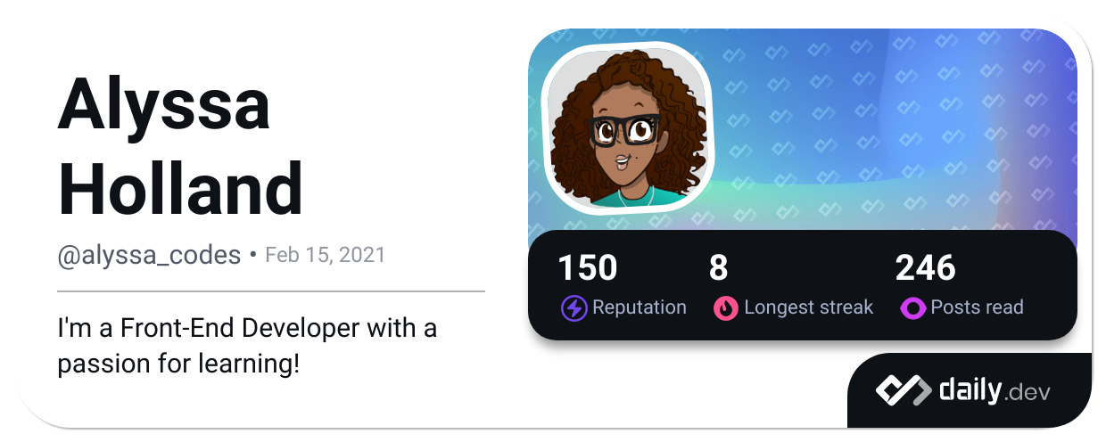 Recent posts by Alyssa Holland (@alyssa_codes) | daily.dev