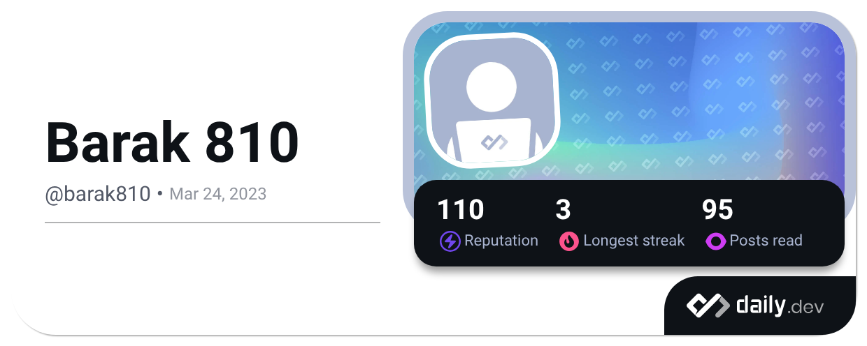 Barak 810 (@barak810) | daily.dev