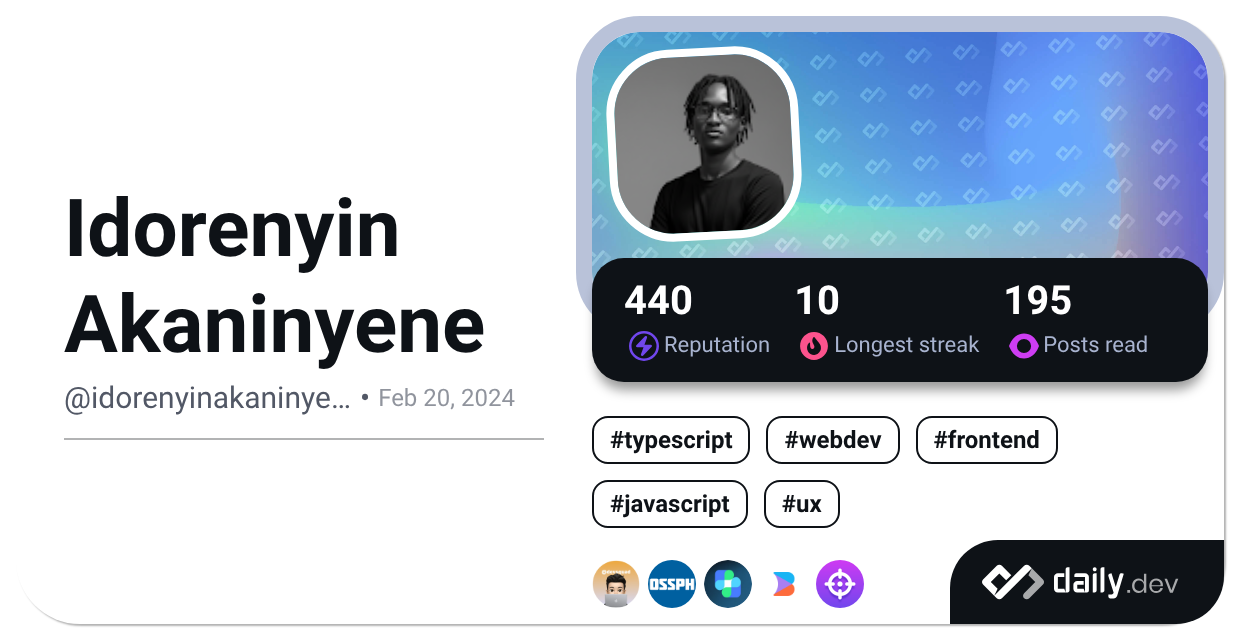 Idorenyin Akaninyene (@idorenyinakaninyene) | daily.dev