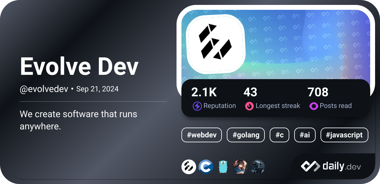 Recent posts by Evolve Dev (@evolvedev) | daily.dev