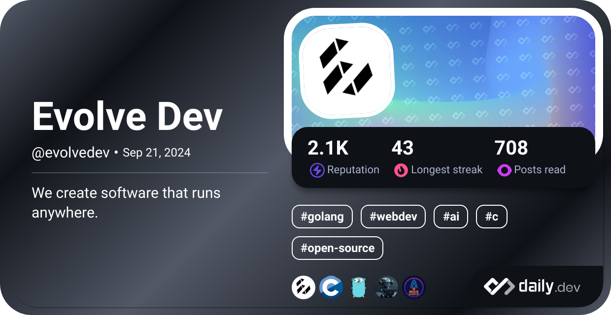 Evolve Dev (@evolvedev) | daily.dev
