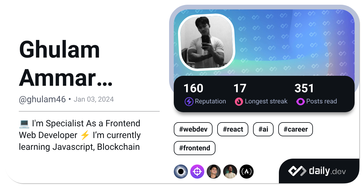Ghulam Ammar Yanuar (@ghulam46) | daily.dev