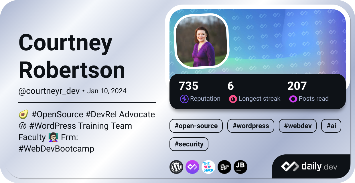 Courtney Robertson (@courtneyr_dev) | daily.dev