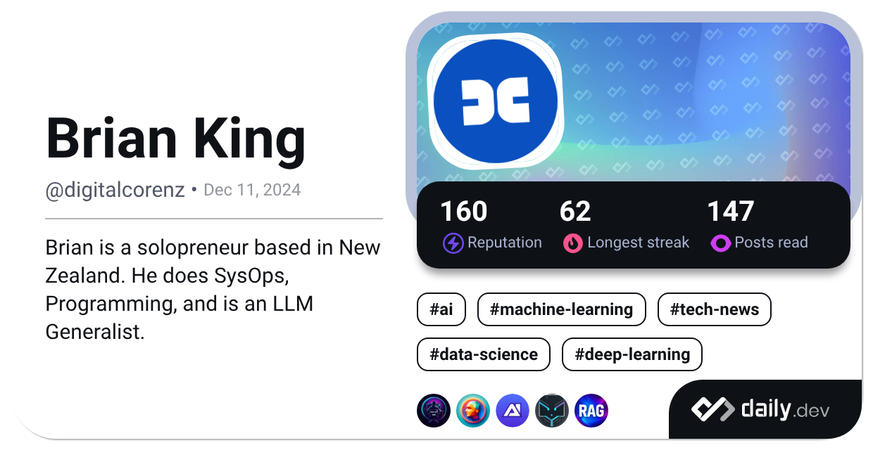 Brian King (@digitalcorenz) | daily.dev