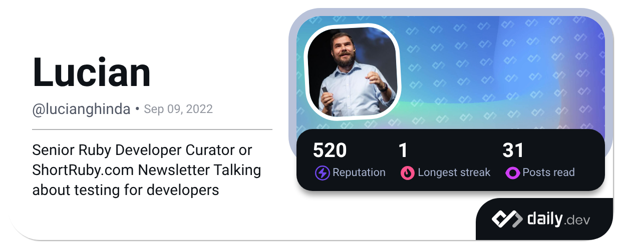 Lucian (@lucianghinda) | daily.dev