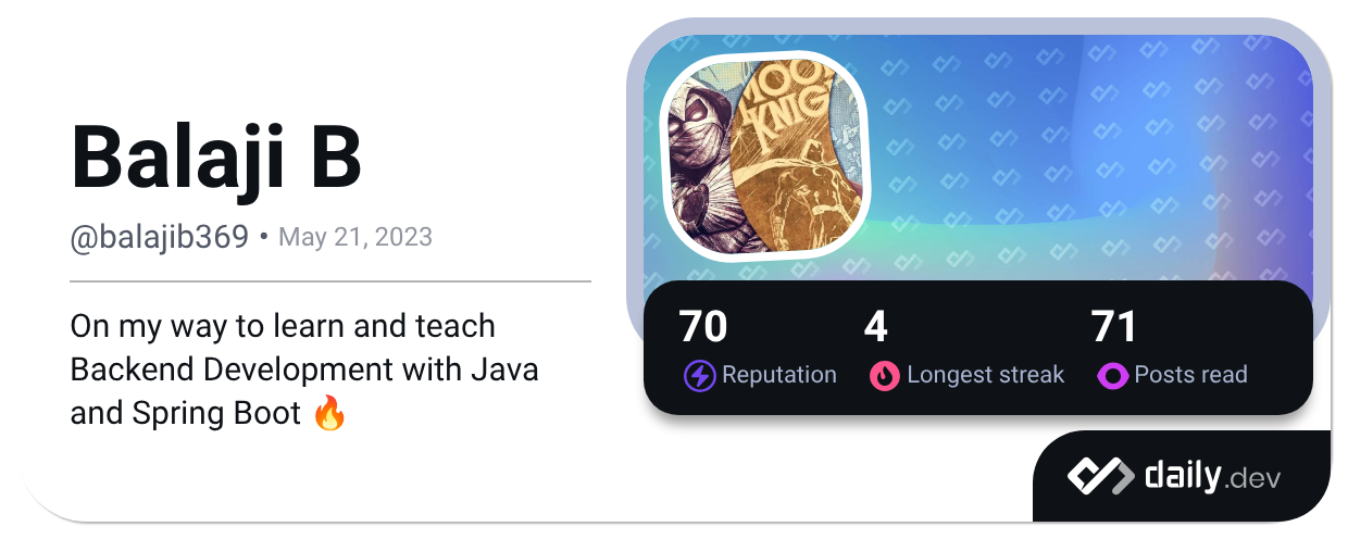 Balaji B (@balajib369) | daily.dev