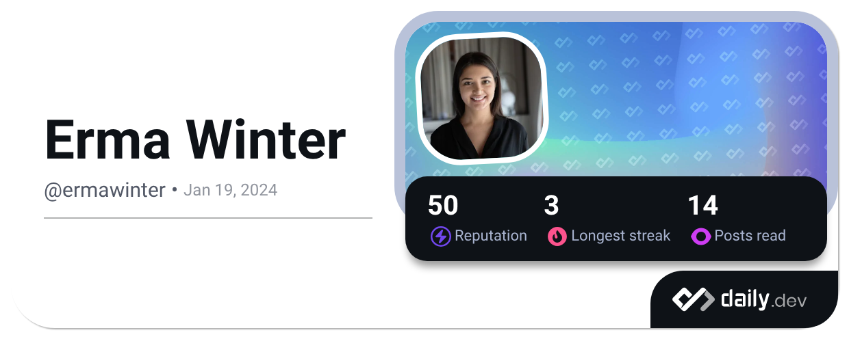 Recent posts by Erma Winter (@ermawinter) | daily.dev