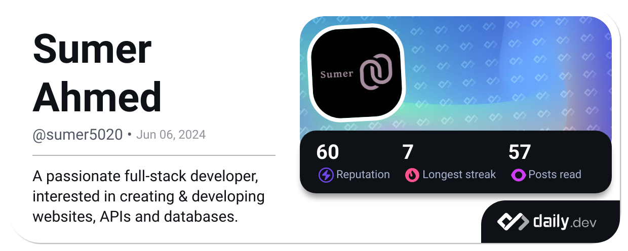 Recent posts by Sumer Ahmed (@sumer5020) | daily.dev