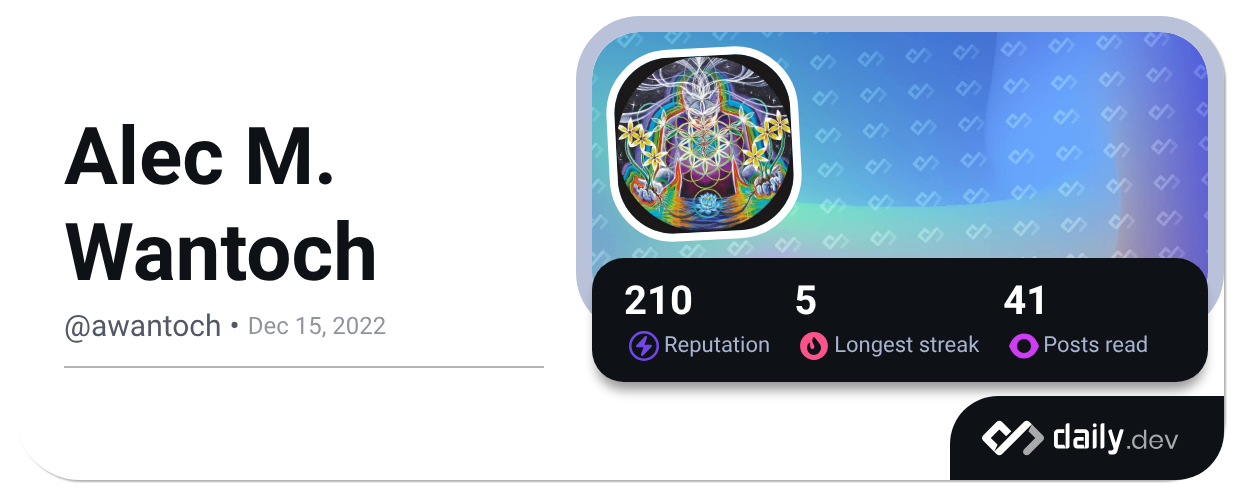 Alec M. Wantoch (@awantoch) | daily.dev
