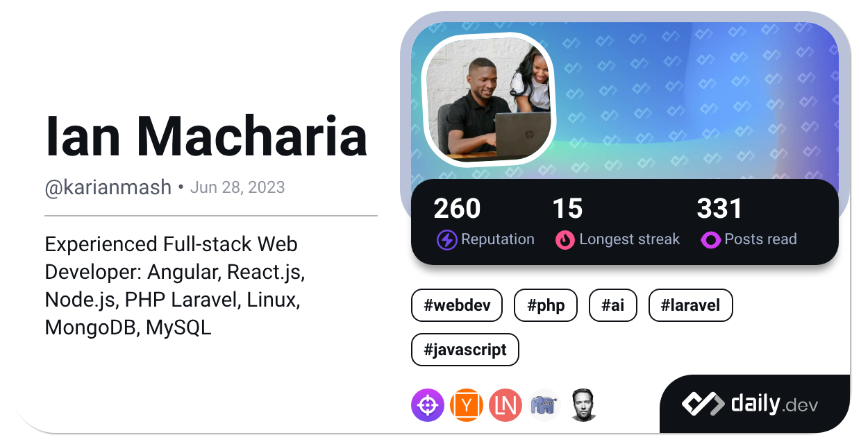 Ian Macharia (@karianmash) | daily.dev