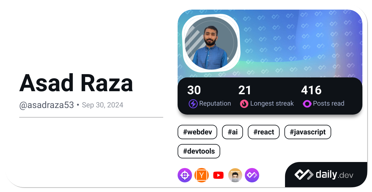 Asad Raza (@asadraza53) | daily.dev