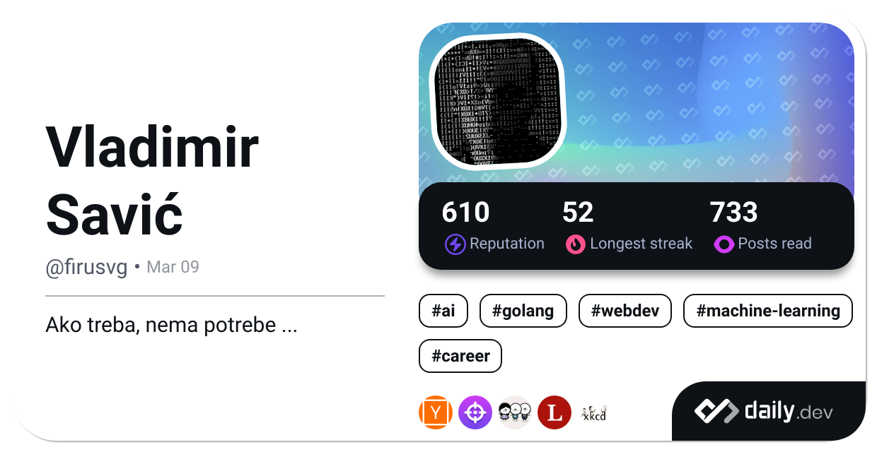 Vladimir Savić (@firusvg) | daily.dev