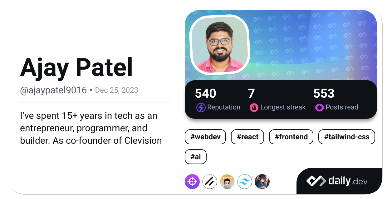 Ajay Patel (@ajaypatel) | daily.dev