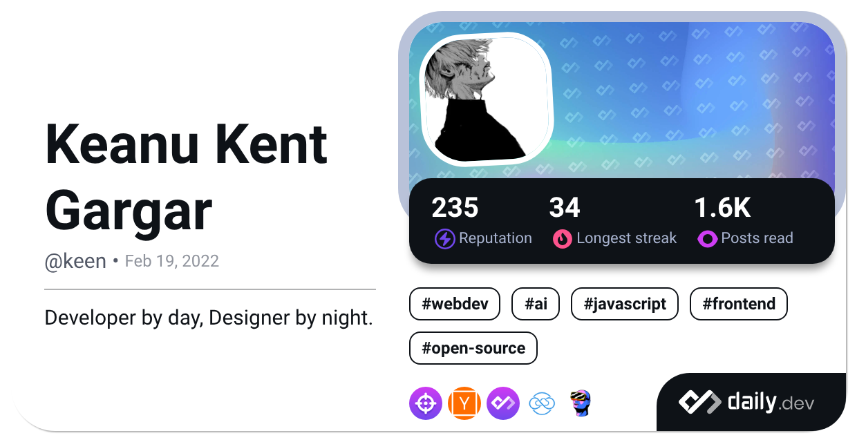 Recent posts by Keanu Kent Gargar (@keen) | daily.dev