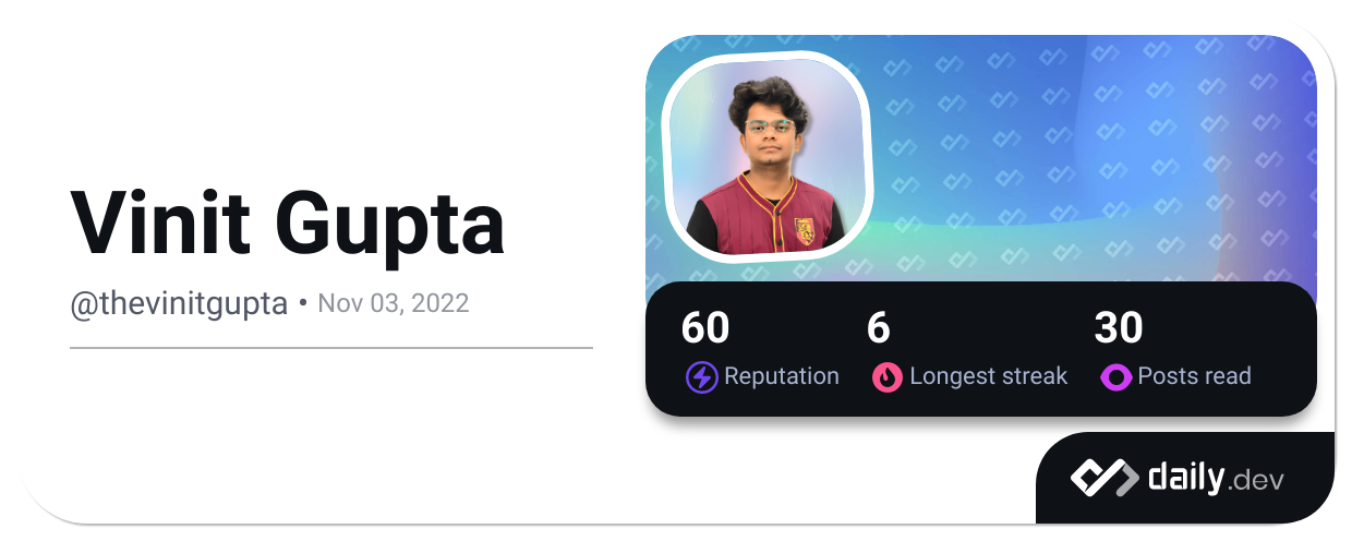 Vinit Gupta (@thevinitgupta) | daily.dev