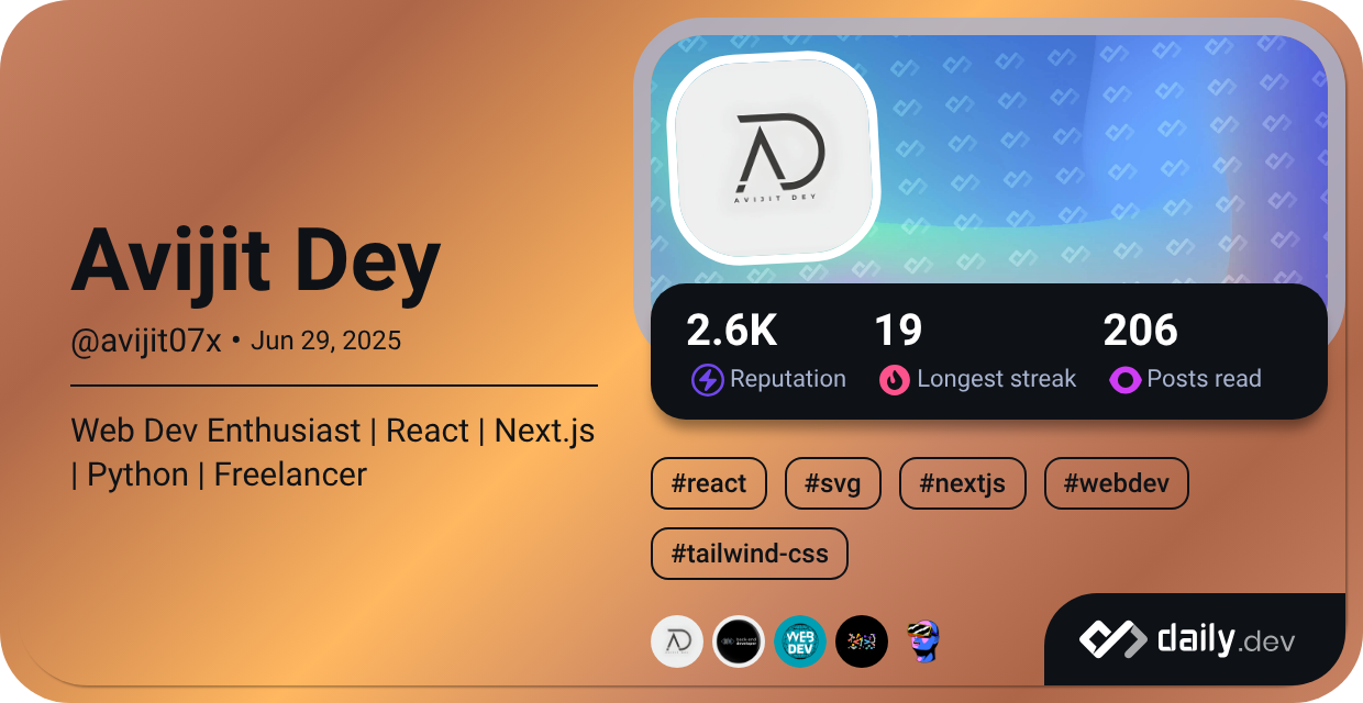 Avijit Dey (@avijit07x) | daily.dev