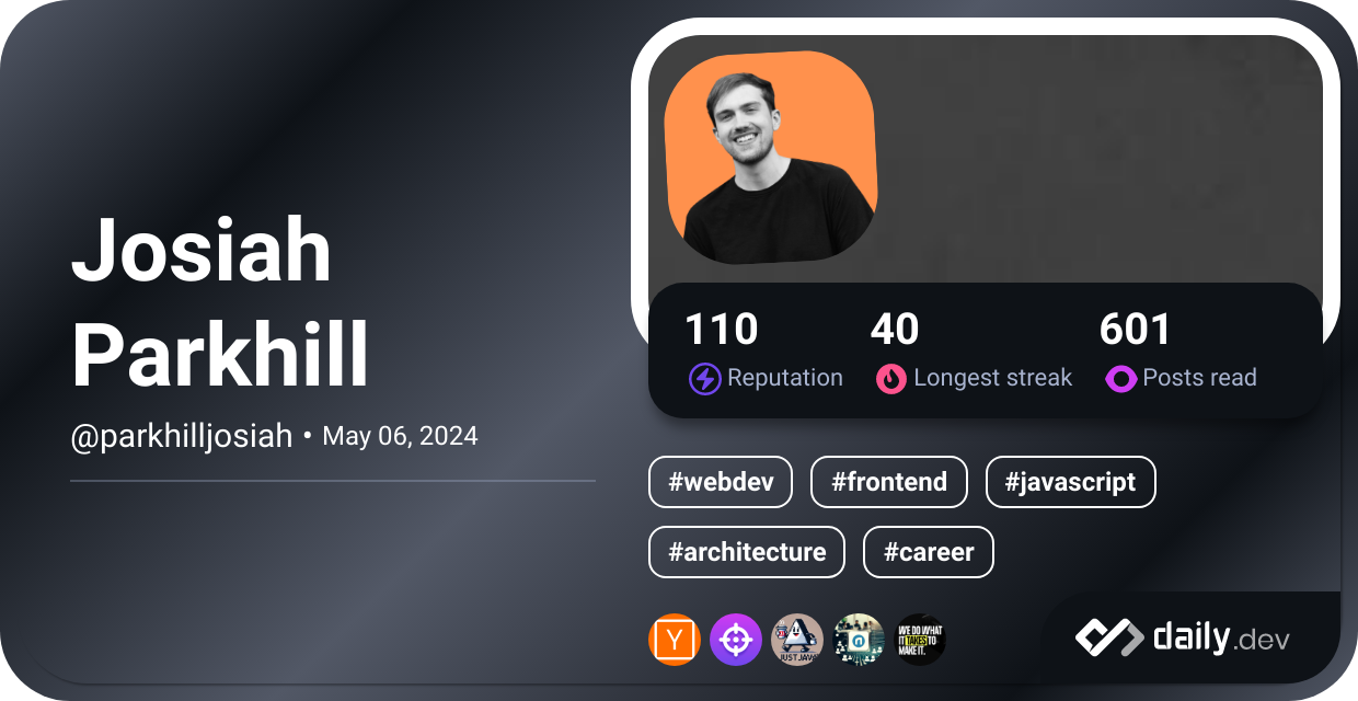 Josiah Parkhill (@parkhilljosiah) | daily.dev