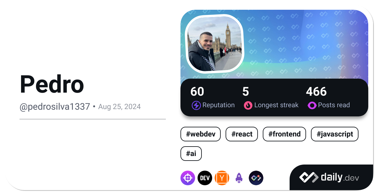 Pedro (@pedrosilva1337) | daily.dev