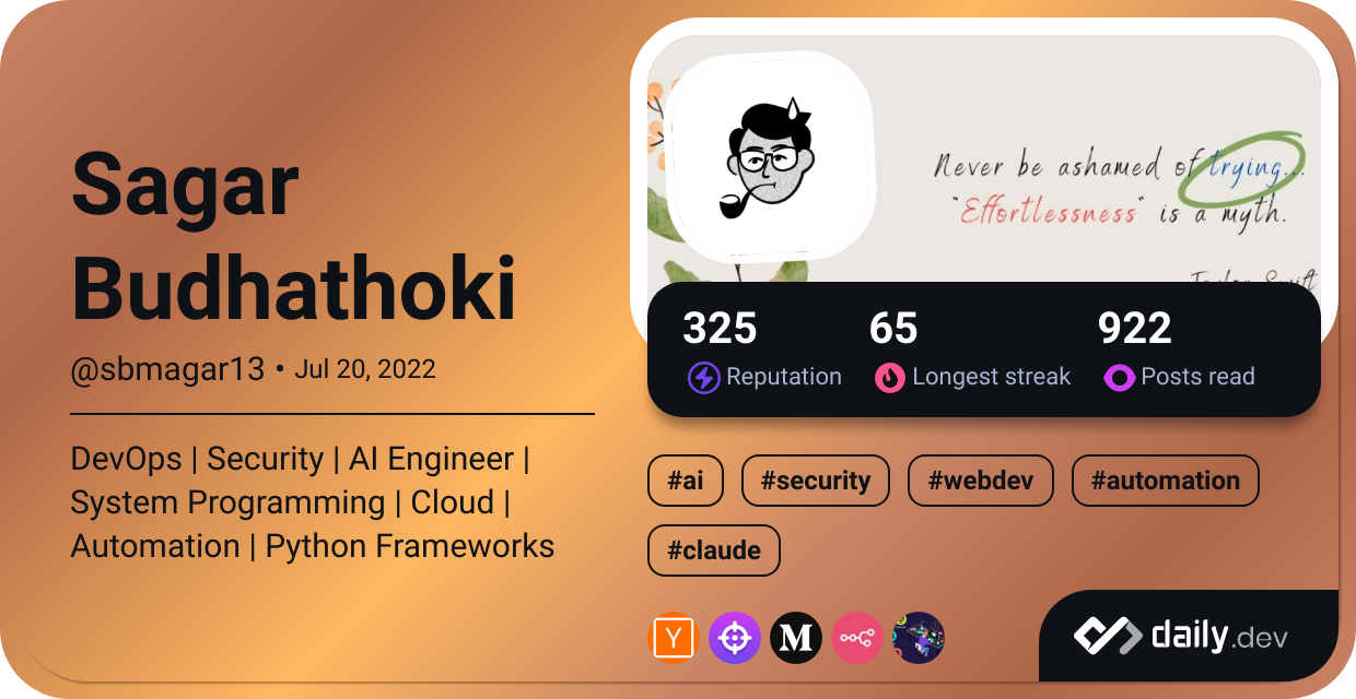 Sagar Budhathoki (@sbmagar13) | daily.dev
