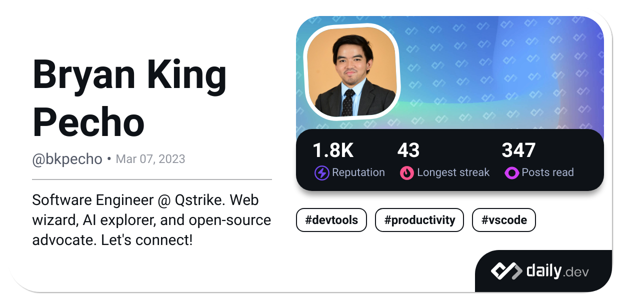 Bryan King Pecho (@bkpecho) | daily.dev