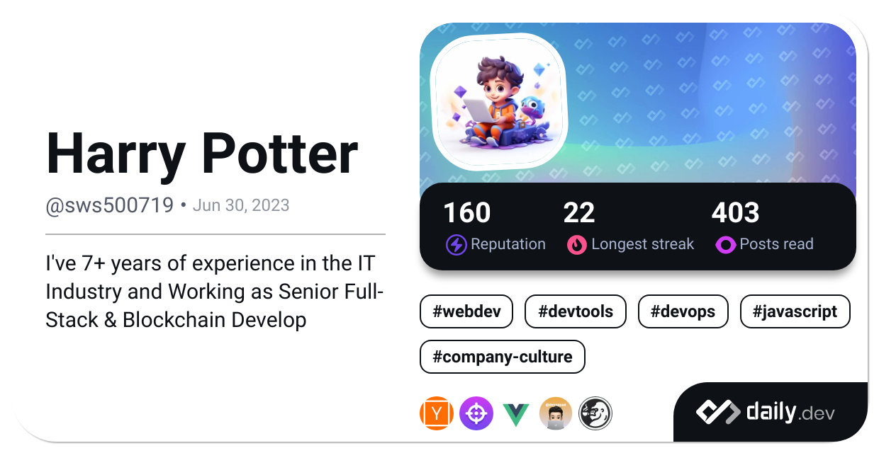 Recent posts by Harry Potter (@sws500719) | daily.dev