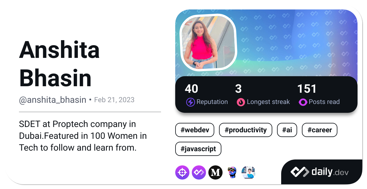 Anshita Bhasin (@anshita_bhasin) | daily.dev