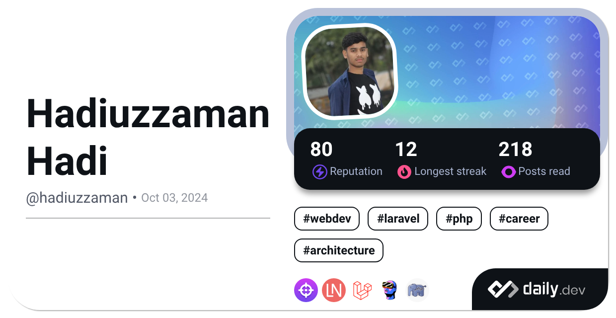Recent posts by Hadiuzzaman Hadi (@hadiuzzaman) | daily.dev