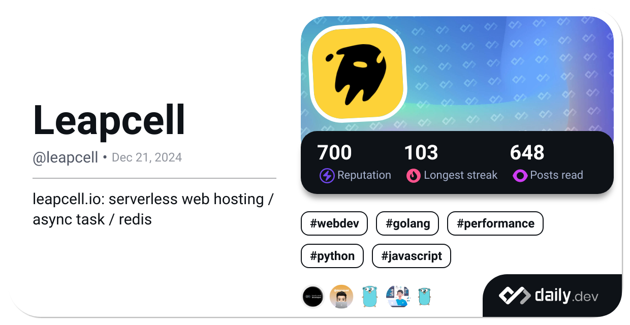 Recent posts by Leapcell (@leapcell) | daily.dev