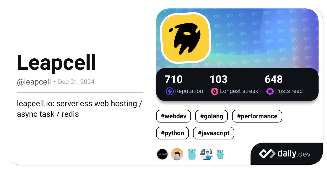 Recent posts by Leapcell (@leapcell) | daily.dev