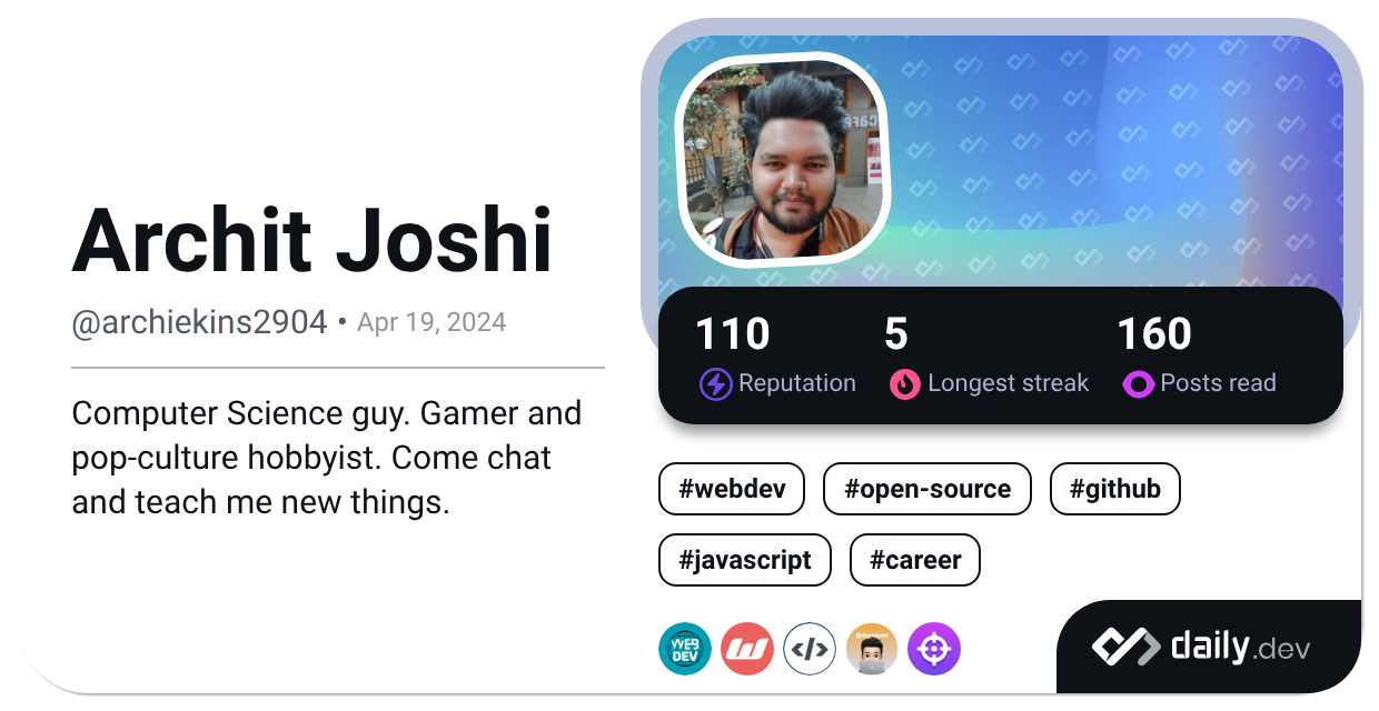 Archit Joshi (@archiekins2904) | daily.dev