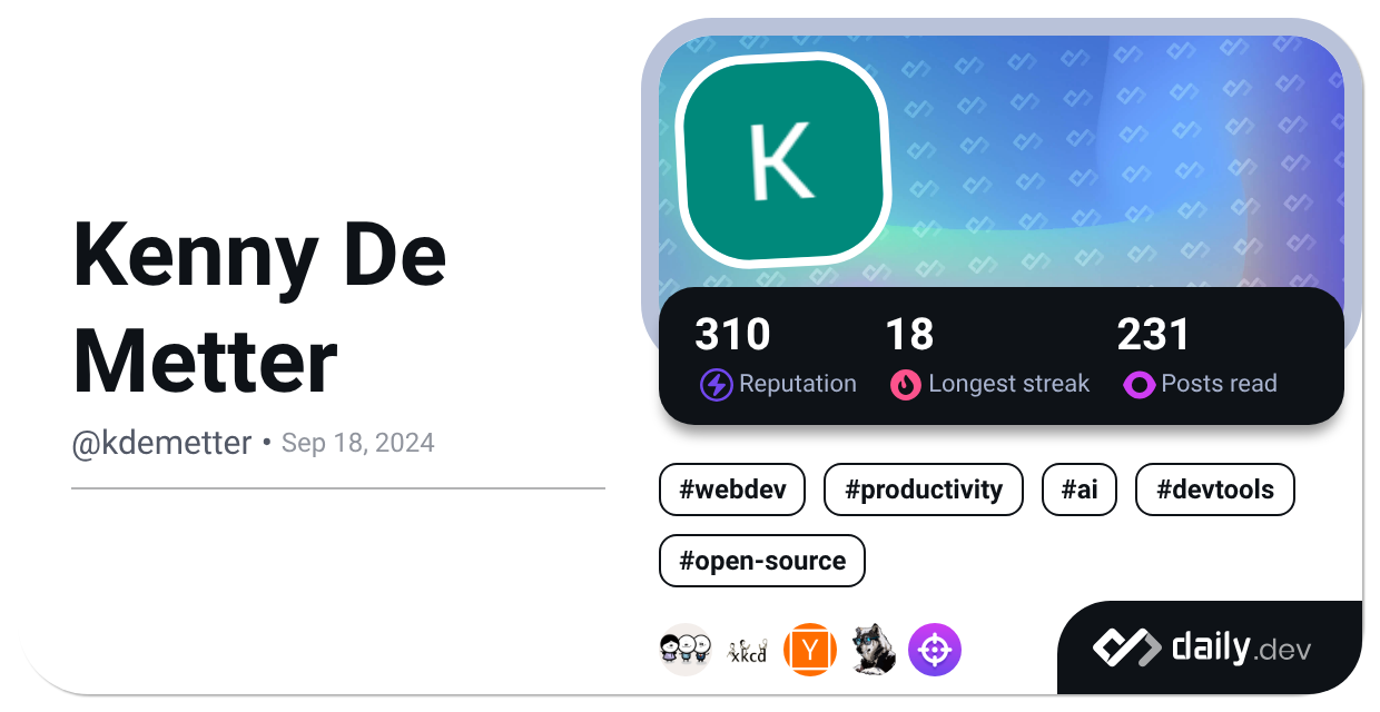 Kenny De Metter (@kdemetter) | daily.dev