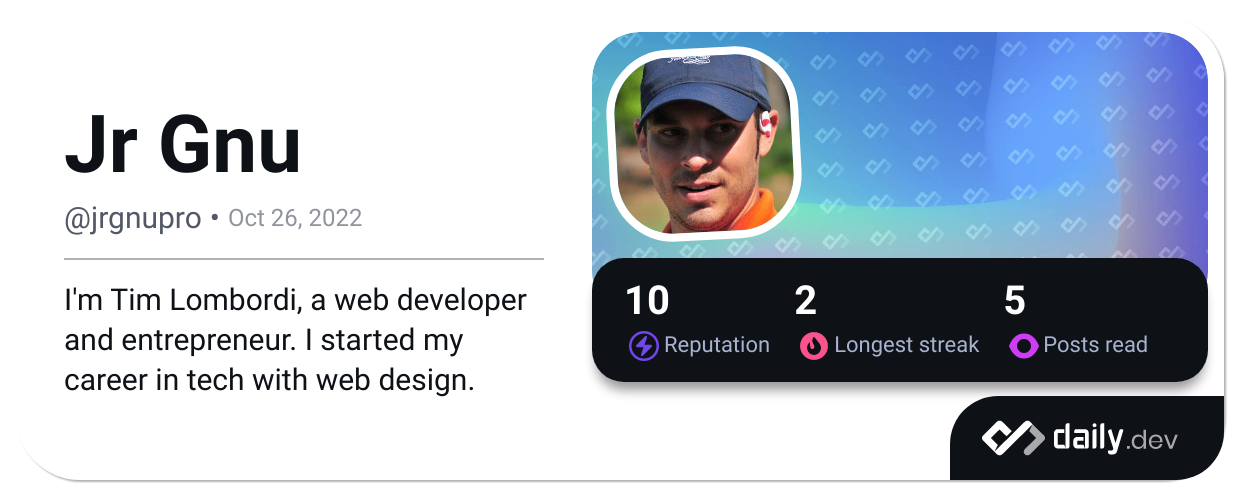 Recent posts by Jr Gnu (@jrgnupro) | daily.dev