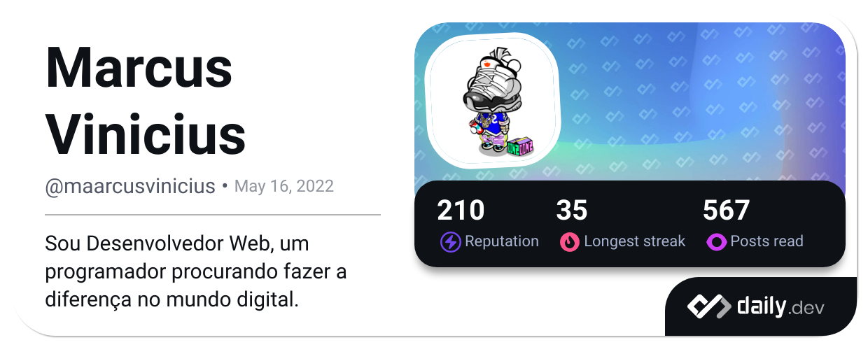 Recent posts by Marcus Vinicius (@maarcusvinicius) | daily.dev