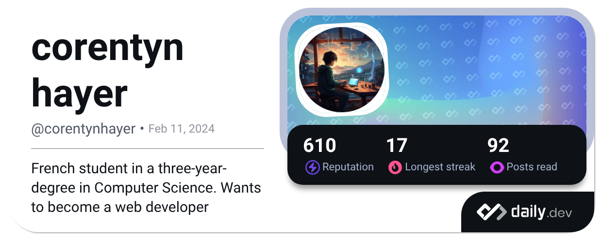 corentyn hayer (@corentynhayer) | daily.dev