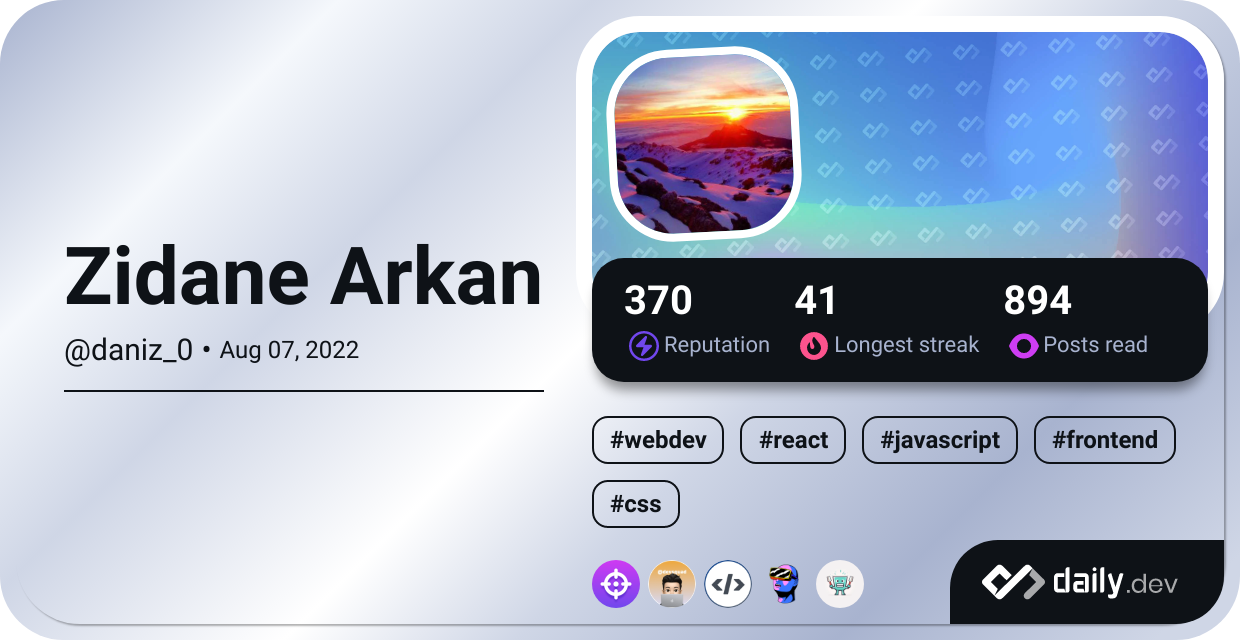 Zidane Arkan (@daniz_0) | daily.dev