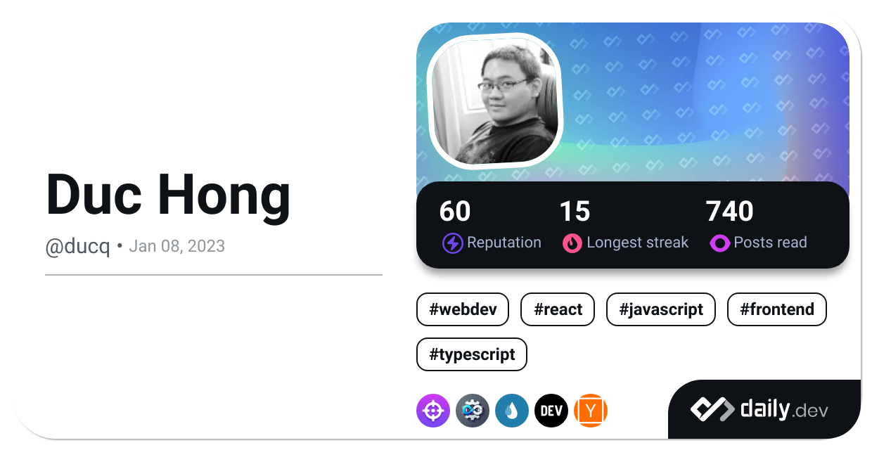 Recent posts by Duc Hong (@ducq) | daily.dev