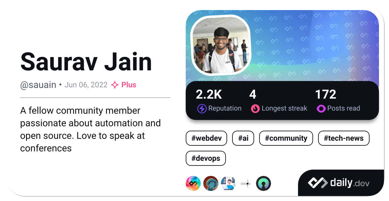 Recent posts by Saurav Jain (@sauain) | daily.dev