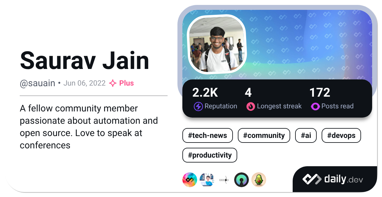 Saurav Jain (@sauain) | daily.dev