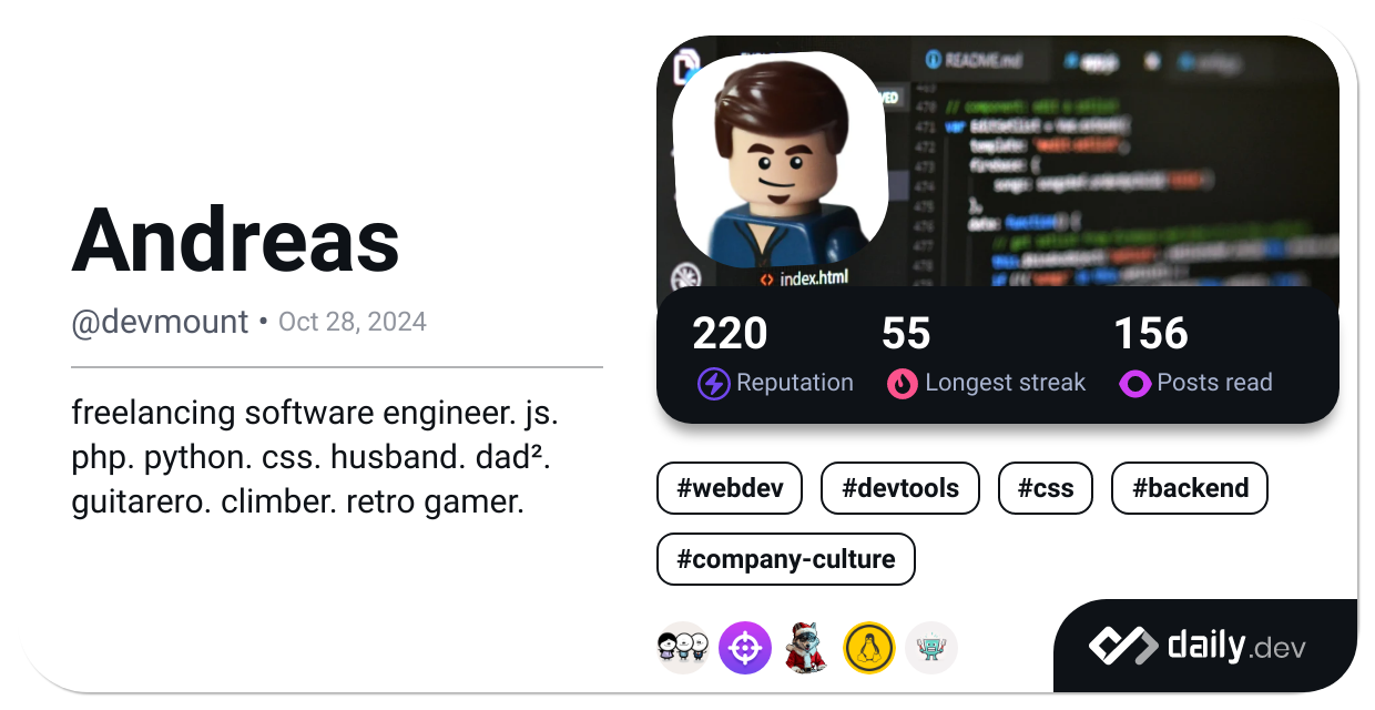 Andreas (@devmount) | daily.dev