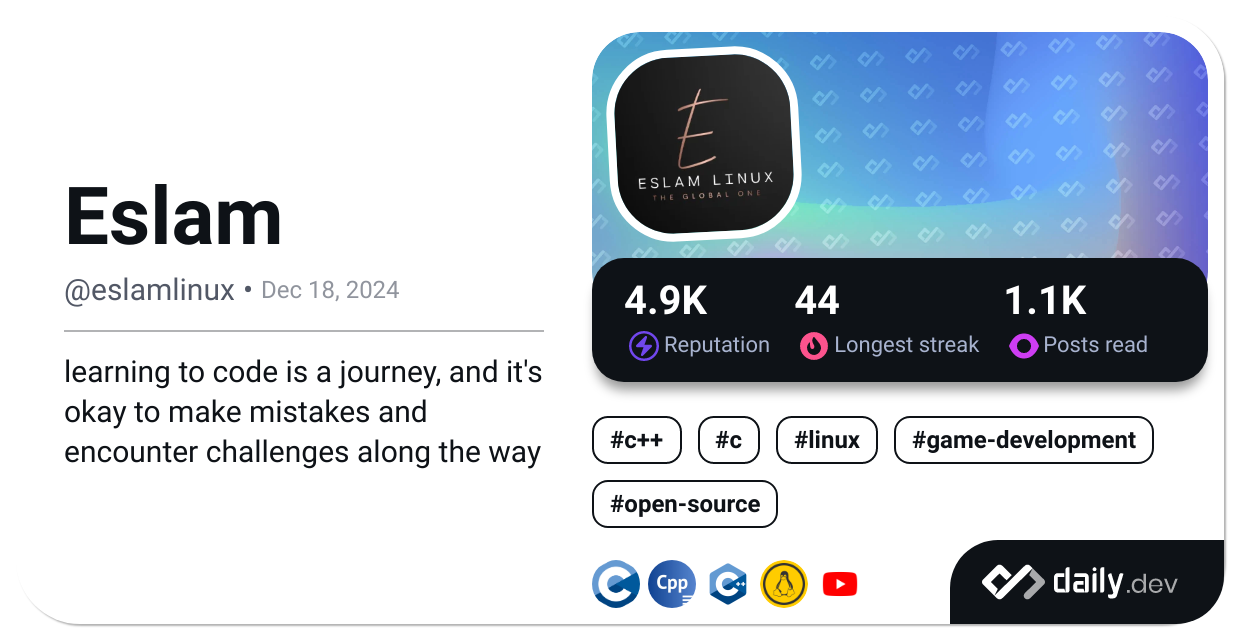 Eslam (@eslamlinux) | daily.dev
