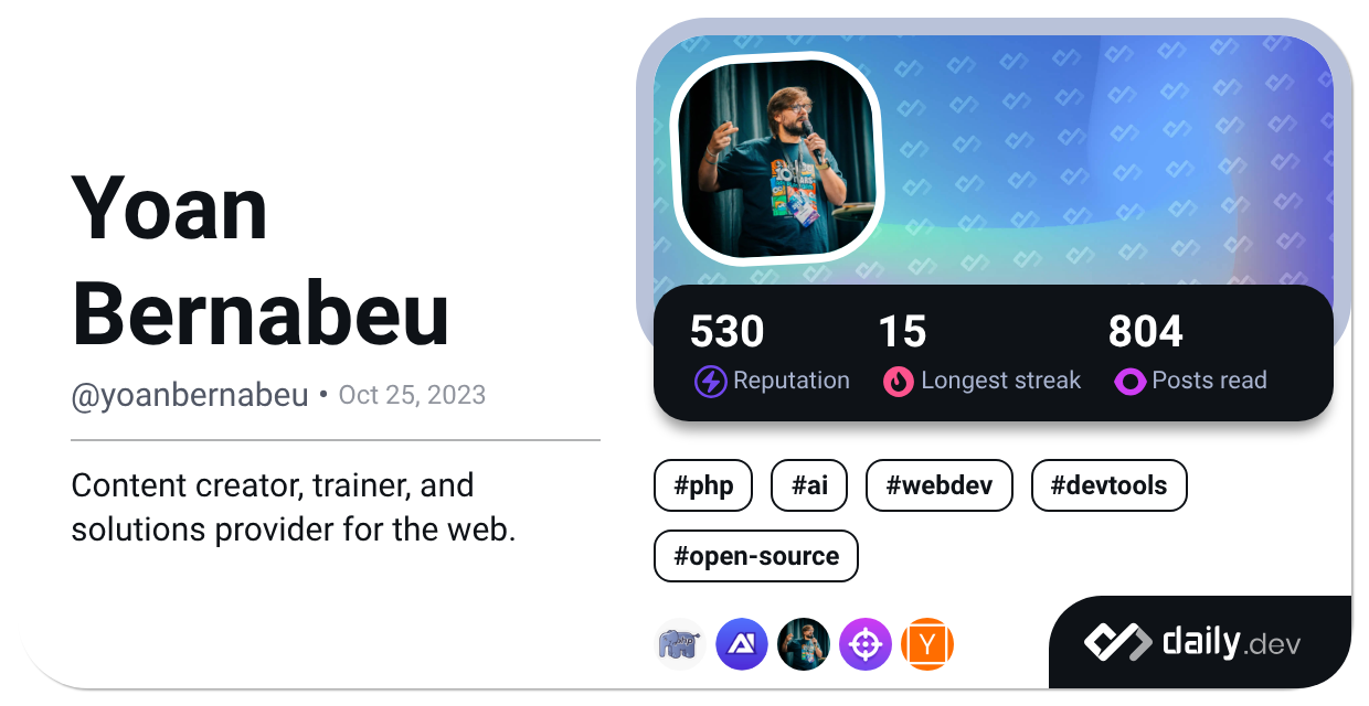 Yoan Bernabeu (@yoanbernabeu) | daily.dev