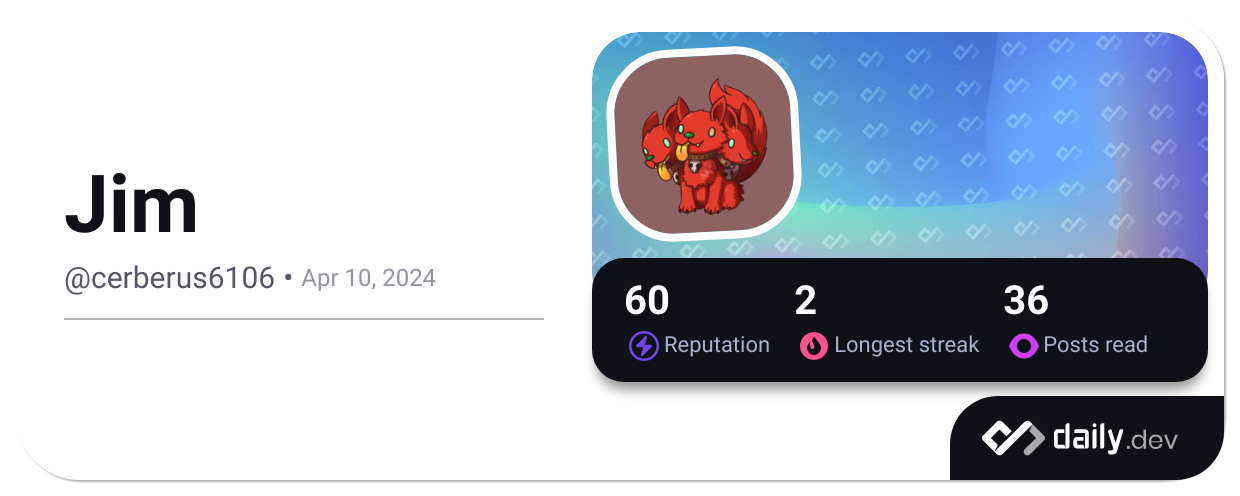 Recent posts by Jim (@cerberus6106) | daily.dev