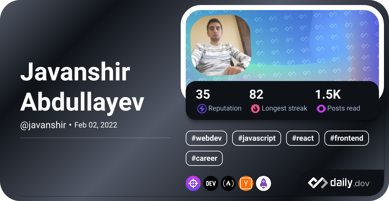 Javanshir Abdullayev (@javanshir) | daily.dev
