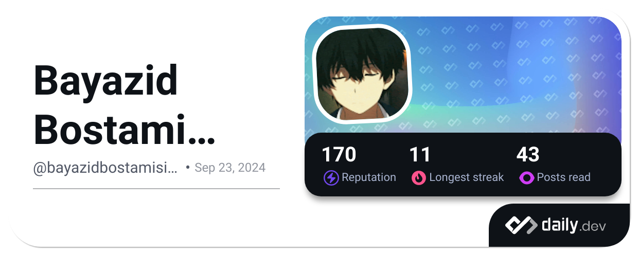 Bayazid Bostami Sinha (@bayazidbostamisinha) | daily.dev