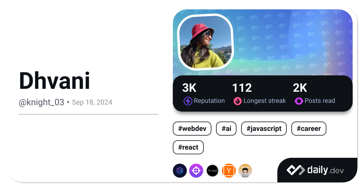 Dhvani (@knight_03) | daily.dev