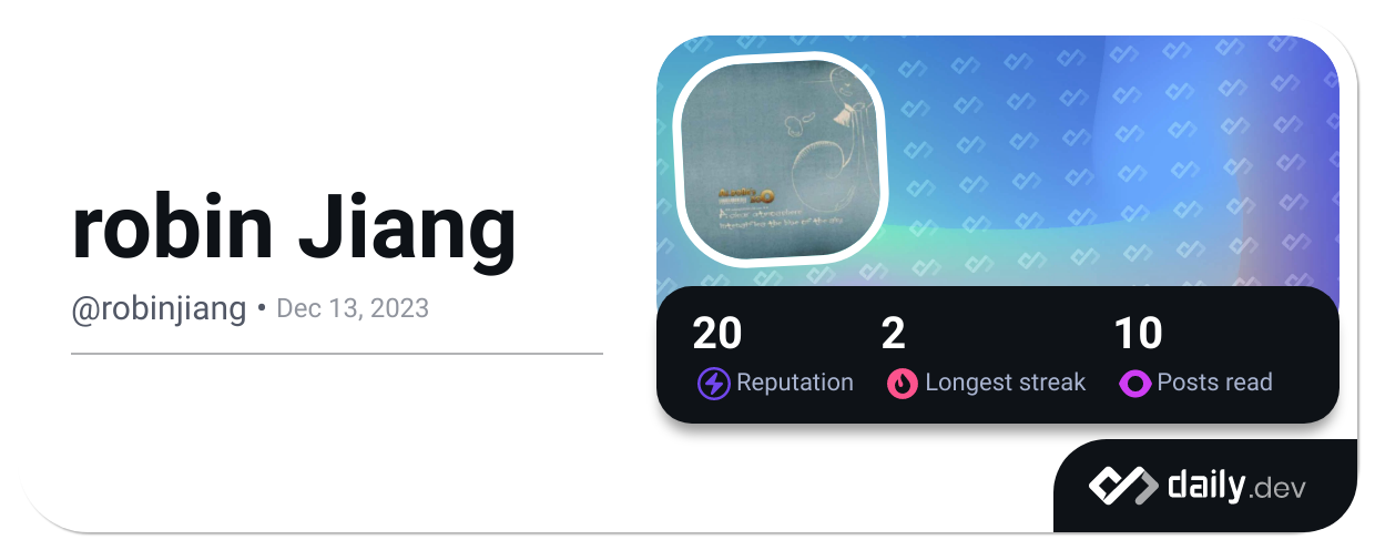 robin Jiang (@robinjiang) | daily.dev