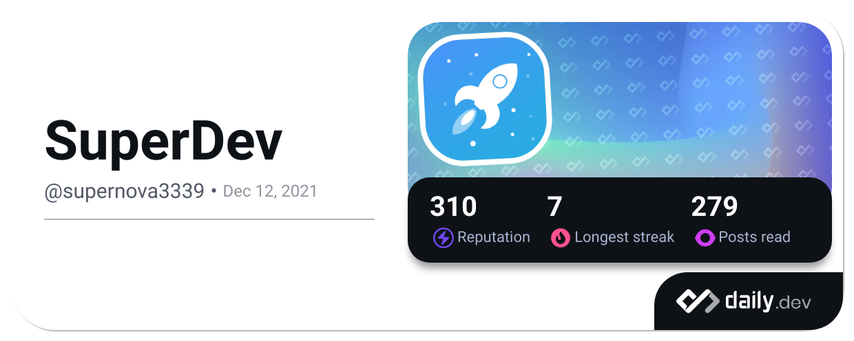 SuperDev (@supernova3339) | daily.dev