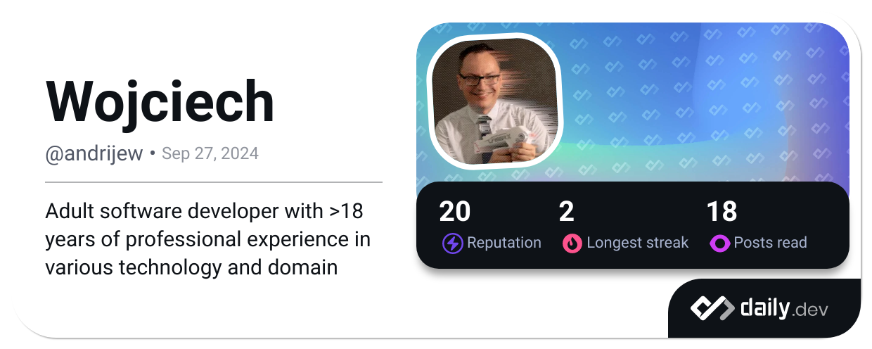 Wojciech (@andrijew) | daily.dev