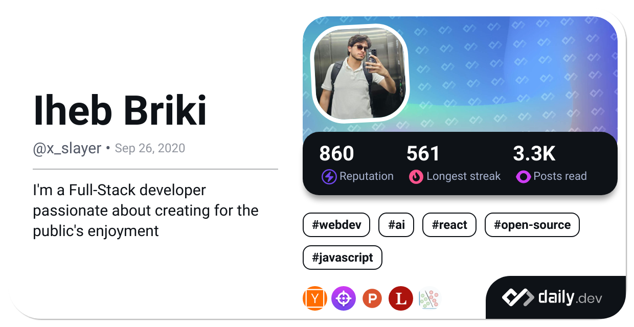 Recent posts by Iheb Briki (@x_slayer) | daily.dev